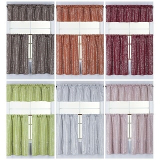 3 PC Sabrina Kitchen Curtain Set Decorative Blackout Printed Foil ...