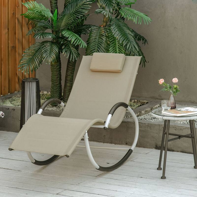 Outsunny Outdoor Rocking Chair with Detachable Pillow, Zero Gravity ...