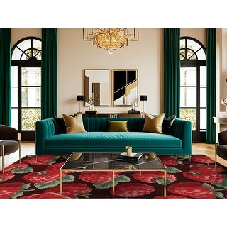 Ginza Six Washable Raspberry Red Fruits Area Rug - Bed Bath & Beyond ...