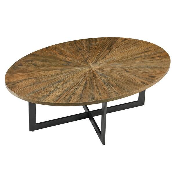 Oval Coffee Tables for Living Room, Rustic Coffee Table with Wood ...