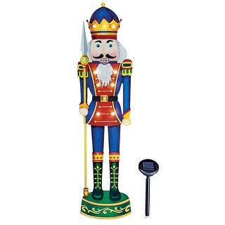 Solar Lights Blue Christmas Nutcracker Decorative Garden Stake - 8.25 x ...