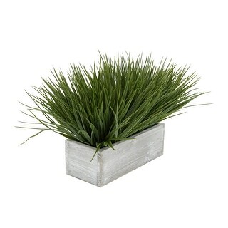 Faux Green Farm Grass in Small Washed Wood Trough - Bed Bath & Beyond ...
