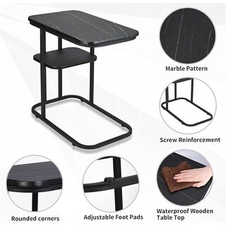 2 Tier C Shaped End Table Bedside Table with Snack Stand Tables - Bed ...