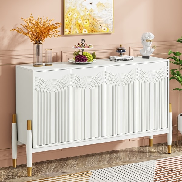 Sideboard Buffet Cabinet with Storage, Modern 4 Doors Buffets with ...