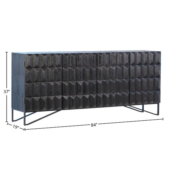 Milani 84-inch Reclaimed Pine and Iron 4-Door Sideboard in a Black ...