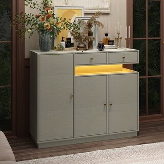 Console Table Serenity Cabinet Refined Shoe Storage Built-In Lighting ...