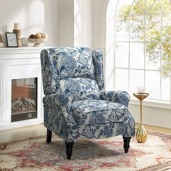 Olympus Upholstered Classic Manual Wingback Recliner with Spindle Legs ...
