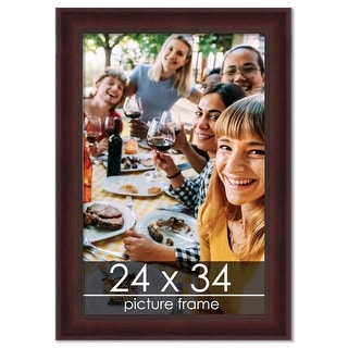 24x34 Contemporary Mahogany Complete Wood Picture Frame with UV Acrylic ...