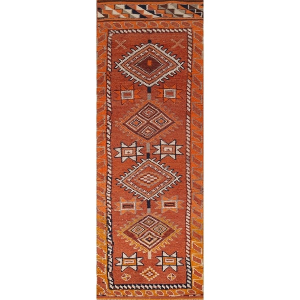 orange patterned runner rug
