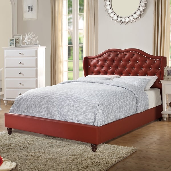 Faux Leather Upholstered Bed With Button Tufted Design - Bed Bath ...