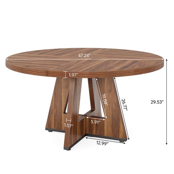 Round Dining Table for 4, 47 Inch Farmhouse Kitchen Table - Bed Bath ...