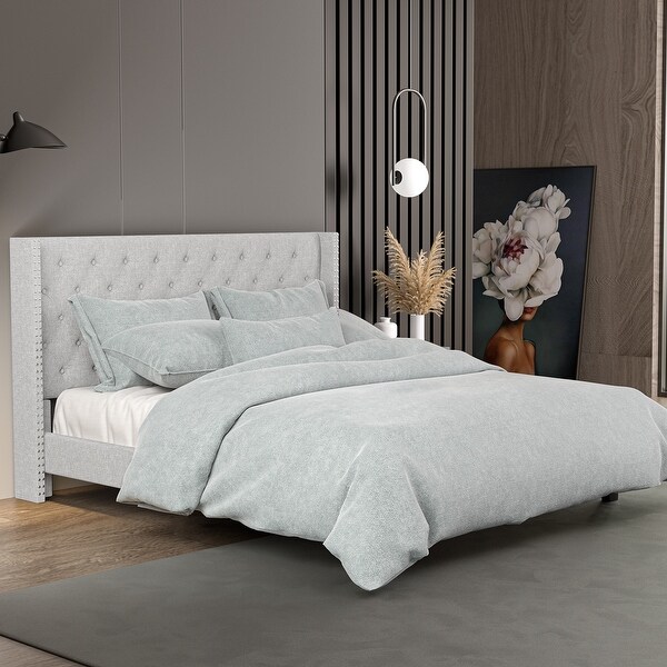 Upholstered Tufted Bed Queen Size platform bed Frame Low Profile Platform Beds with Diamond On Sale Bed Bath Beyond 38999685