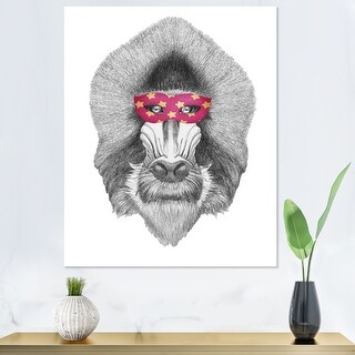 Designart "Cartoon Portrait Of A Baboon With A Red Mask" Children's Art ...