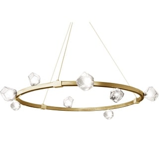 12 Light Halogen Chandelier, Aged Brass w/ Clear Glass - Bed Bath ...