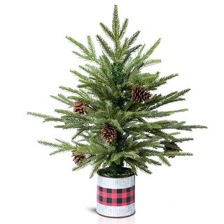 2ft Mini Fir Artificial Christmas Trees Potted with 70 Branch Tips ...