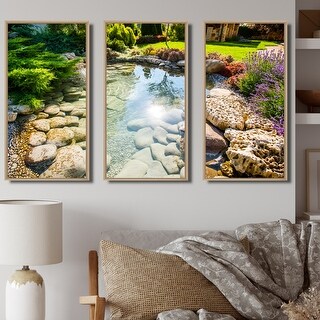 Designart "Stream in Rocky Landscape" Landscape Framed Wall Art Set of ...