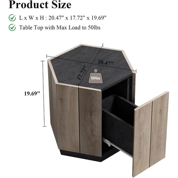 Hexagonal End Table with Drawer for Bedroom Living Room Office - M ...