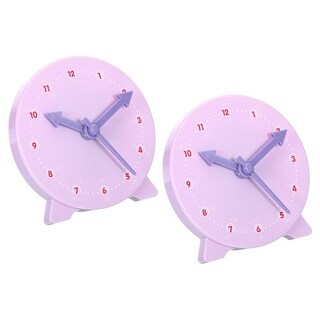 4 inch Teaching Clock Learning Time 24 Hour 3 Pointers Geared, Purple ...