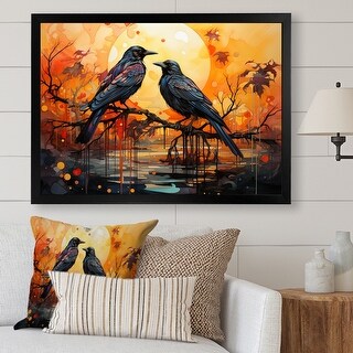 Designart "Crow Regal Renaissance II" Animals Framed Wall Decor - Bed ...