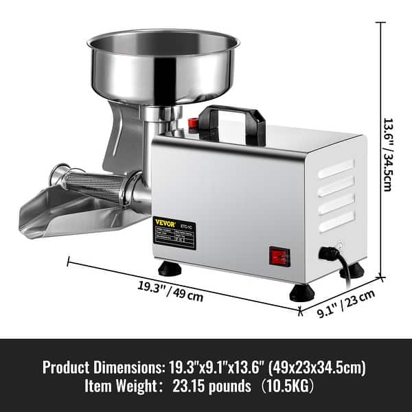 VEVOR Electric Tomato Strainer 370W 110V Commercial Grade Tomato ...