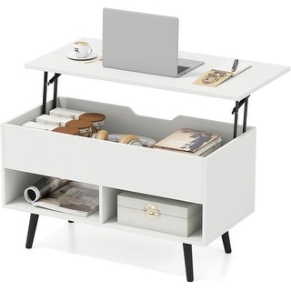 Lift Top Coffee Table with Hidden Compartment & Open Shelves, Flip Top ...