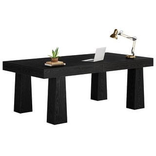 Black Executive Computer Desk with Tapered Legs for Home Office - Bed ...