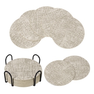 12Pcs Drink Coasters with Holder, 4"x4" Dual Sided Round Coasters - Bed ...