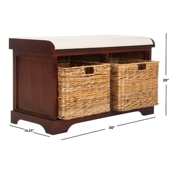 SAFAVIEH Freddy Cherry Wicker Storage Bench - 33.5" W x 16.1" D x 19.9 ...