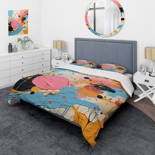 Designart "Blue and pink Abstract Pop Fusion IV" Pop Art Bedding Cover ...