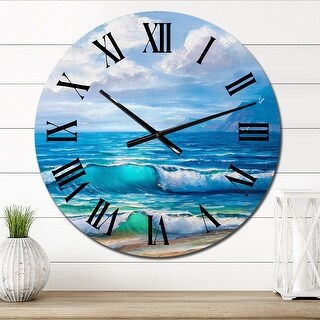 Designart 'Light Reflecting Trhough Sea Waves At The Shore' Nautical ...