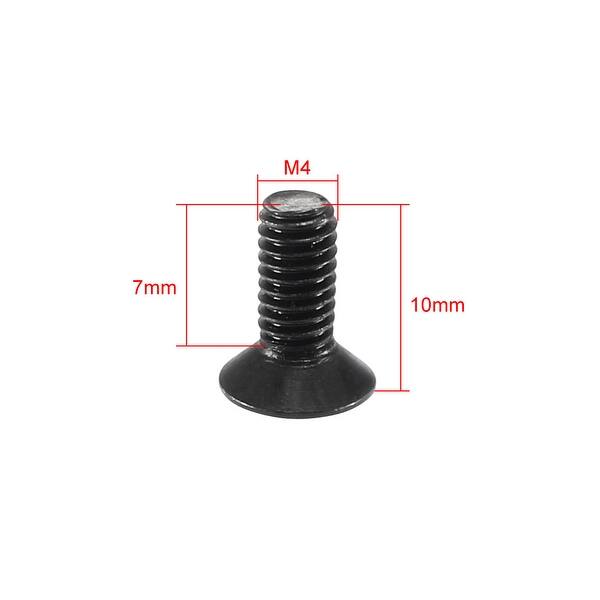 M4 x 10mm Metric Hex Socket Countersunk Head Screw Bolts Black 100PCS ...