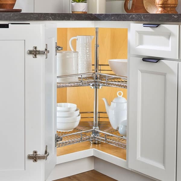 Rev-A-Shelf 28" Lazy Susan Kidney Shaped 2-Shelf Corner Cabinet Chrome ...