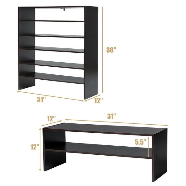 Versatile 3-Piece Stackable Shoe Rack: Horizontal 2-Tier Storage ...