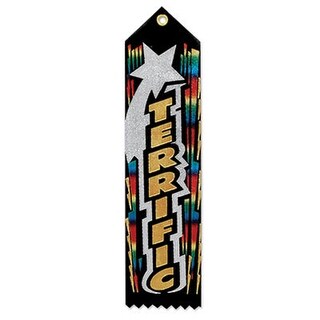 Pack of 6 Black "Terrific Award" School Award Ribbon Bookmarks 8" - Bed ...