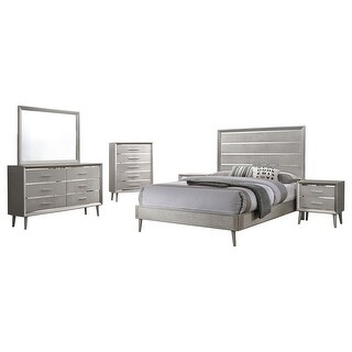 Ramon Metallic Sterling 5-piece Panel Bedroom Set - Bed Bath & Beyond ...