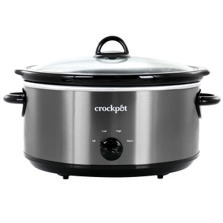 Crock Pot Classic 6 Qt Oval Slow Cooker in Black With Stoneware Crock ...