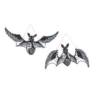 Jeweled Wire Flying Bats Halloween Ornaments Set of 2 - Multi - Bed ...