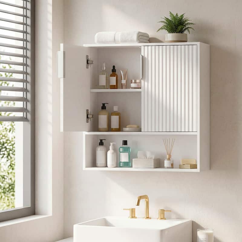 Gymax Bathroom Wall Cabinet Over-the-Toilet Medicine Cabinet w/ 2 ...