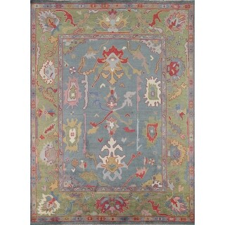 Blue & Green Oushak Oriental Area Rug Hand-Knotted Wool Carpet - 8'1"x ...