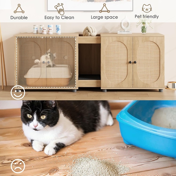Cat Litter Box Enclosure 55.1 Double Litter Box Furniture Large Cat Box Enclosure Kitty Litter Box for 2 Cats Bed Bath Beyond 41957389