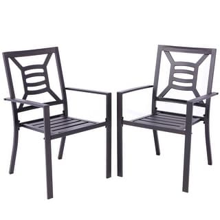 2-Piece Steel Outdoor Patio Dining Arm Chairs for Garden, Backyard ...