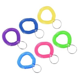 Spiral Keychain, Plastic Wrist Stretchable Key Holder Lanyard 6 Colors ...