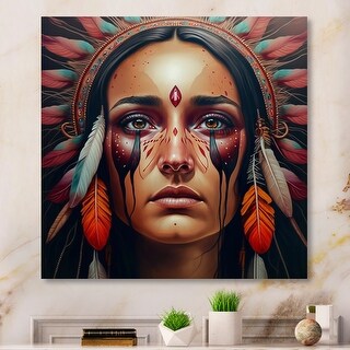 Designart 'Colorful Native American Woman IV' Native American Woman ...