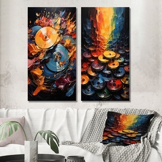 Designart "Colorful Record Vinyl Symphony I" Vinyl Records Wall Art Set ...