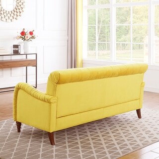 Sofa Velvet Chesterfield with Back and Circular Wood Legs for Elegance ...