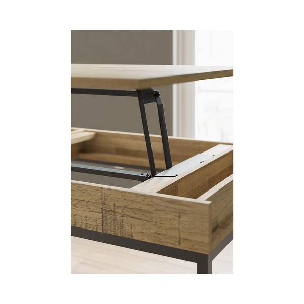 Ashley Furniture Gerdanet Light Brown/Black Home Office Lift Top Desk ...