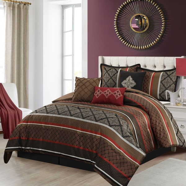 Nanshing Jensen 7 Piece Jacquard Geometric Comforter Set - Bed Bath ...