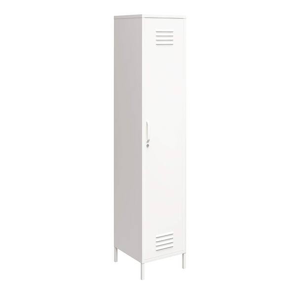 1 Door Tall Single Metal Locker Style Storage Cabinet, Soft White - Bed ...
