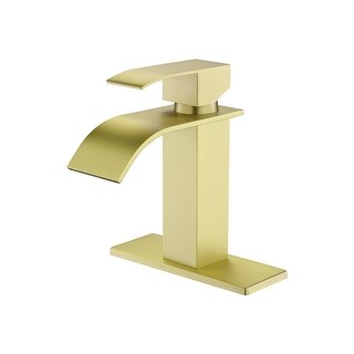 Single Handle Brushed Gold Waterfall Spout Bathroom Faucet, Stainless ...