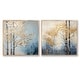 Designart "Minimalism Gold And Blue Trees Scene V" Trees Framed Art Set ...